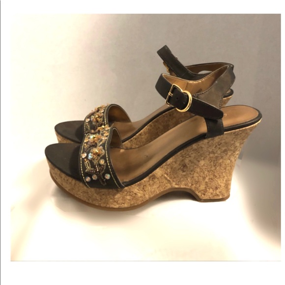 FIONI Clothing | Shoes | Fioni Brown Cork Wedge Sandals | Poshmark